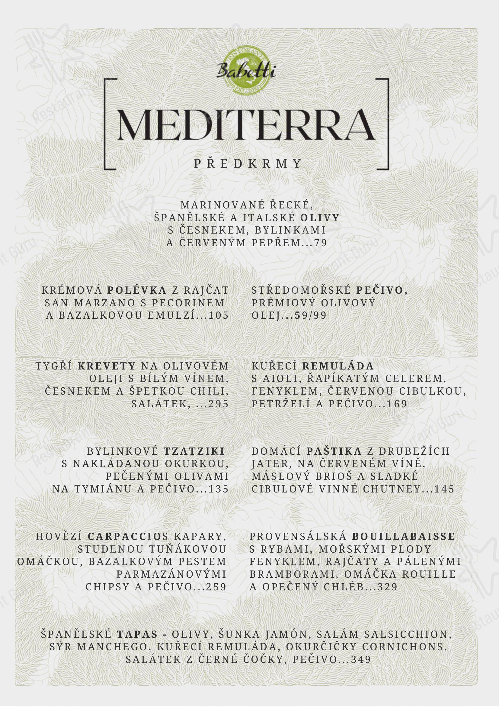 Menu at [MEDITERRA] Restaurant, Ostrava