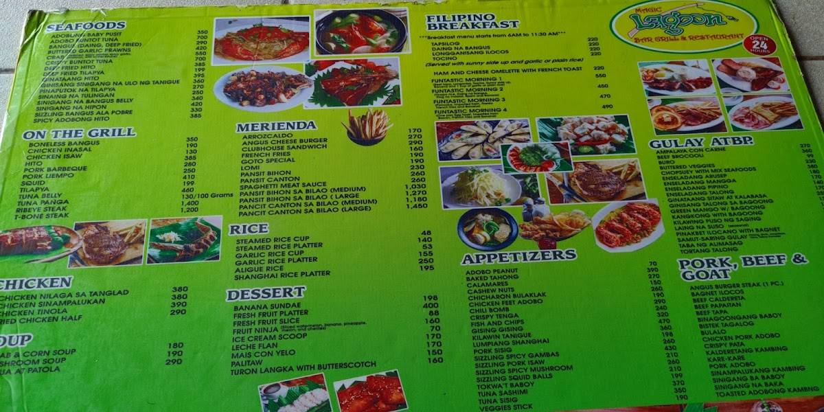 Menu at Magic Lagoon Bar, Subic Bay Freeport Zone, Bldg. 716
