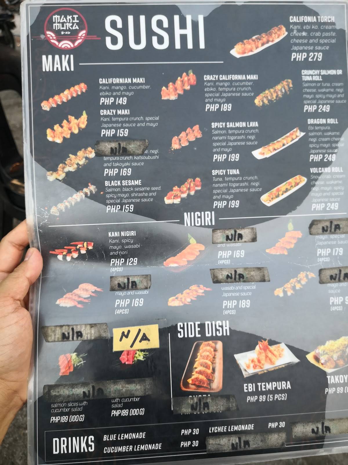 Menu at Makimura Ramen Bar, Angeles, Tinio Building