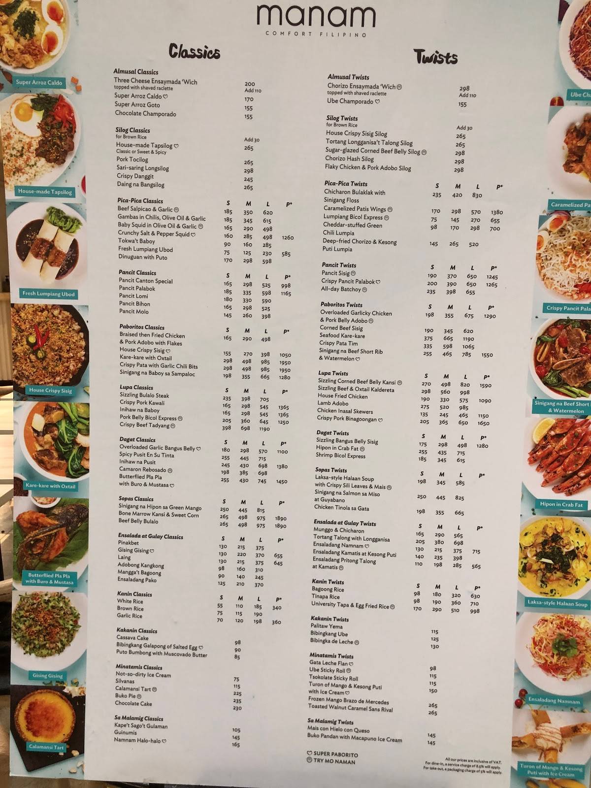 Menu at Manam Café restaurant, Mandaluyong, G/F The Podium