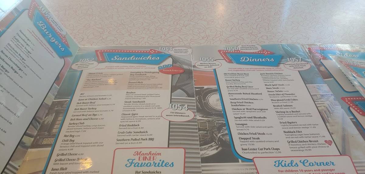 Menu at Manheim Diner restaurant, Schuylkill Haven, PA-61