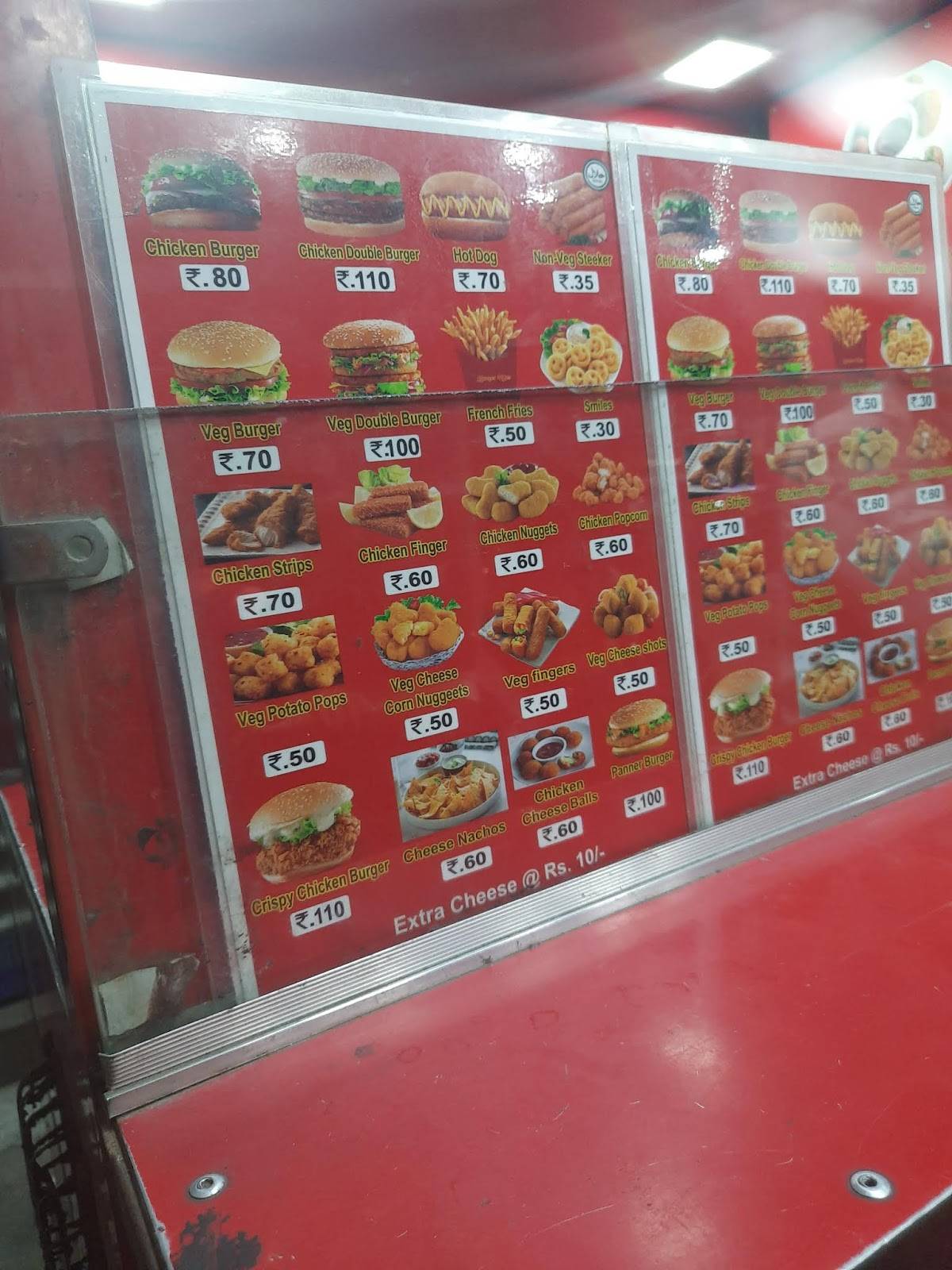 Menu at Mani's burger, Chennai