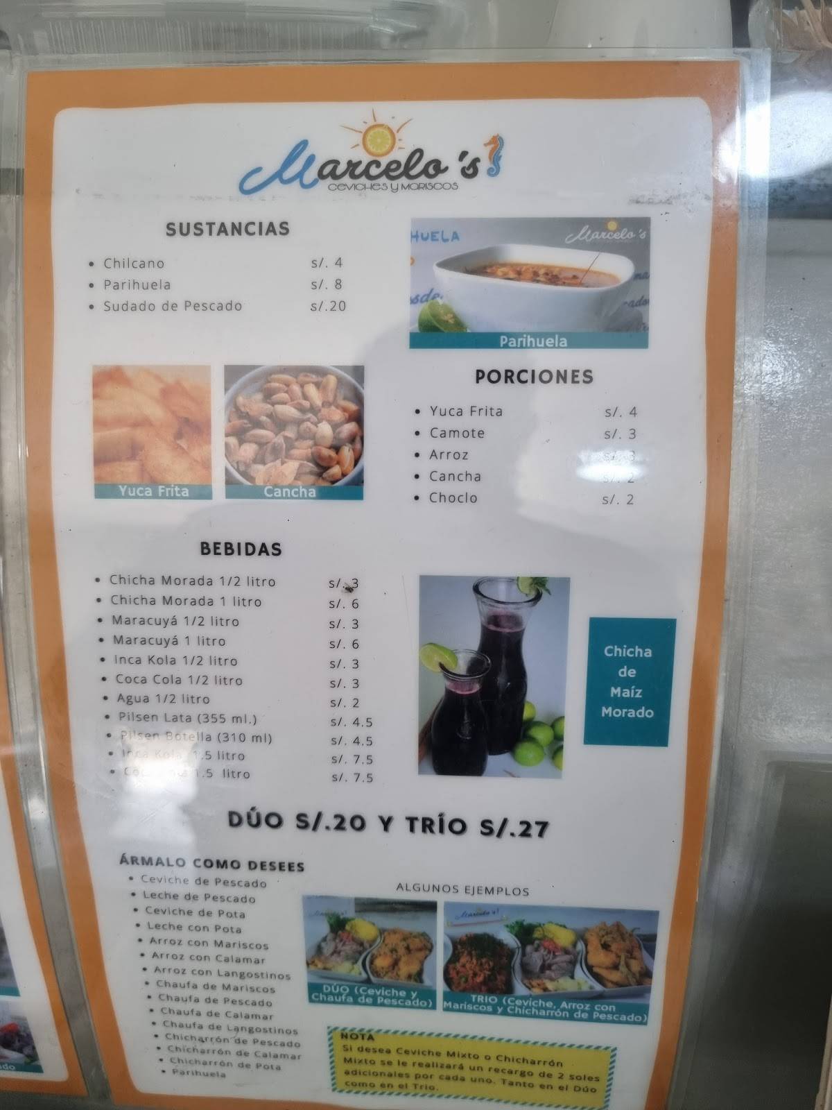 Carta del restaurante Marcelo's, Lima, Aymaras 126 Ate