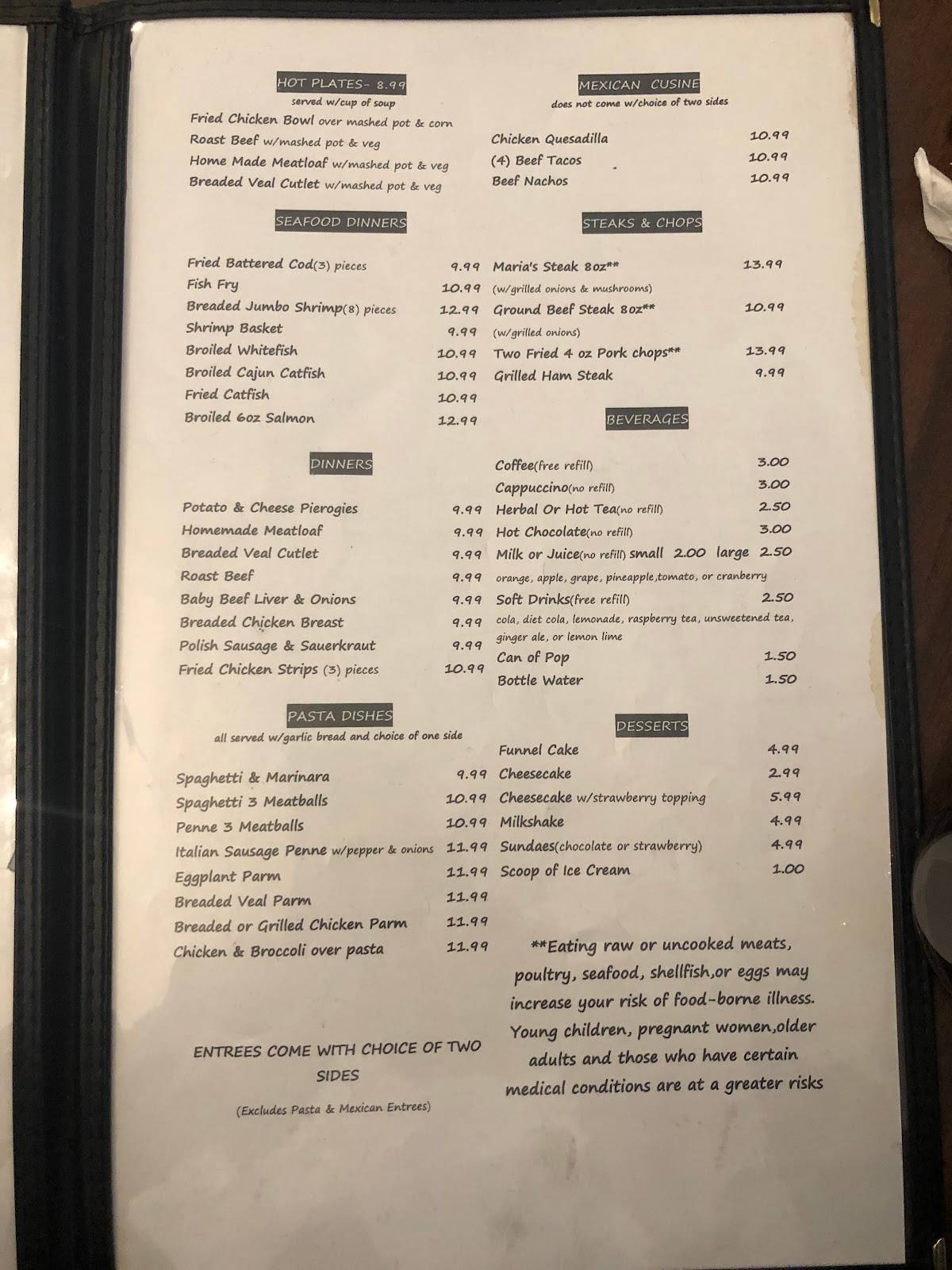 Menu at Maria's Family Restaurant, Euclid
