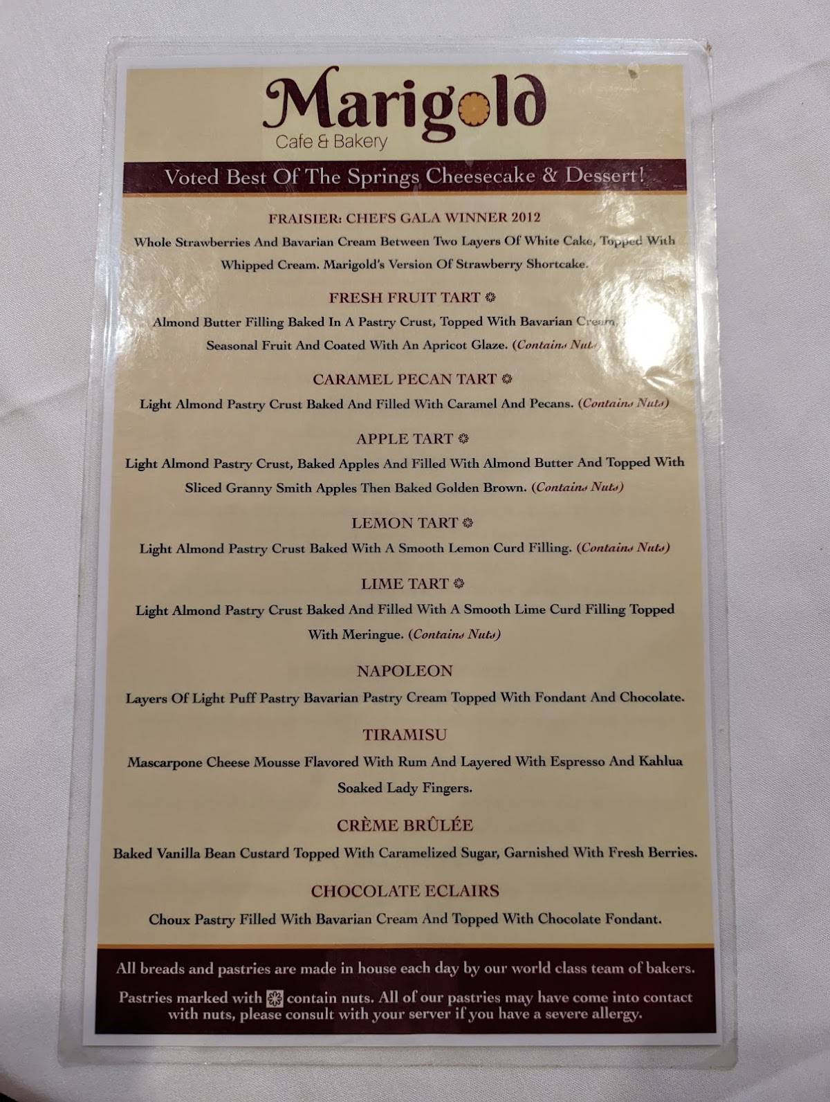 Menu at Marigold Cafe & Bakery, Colorado Springs