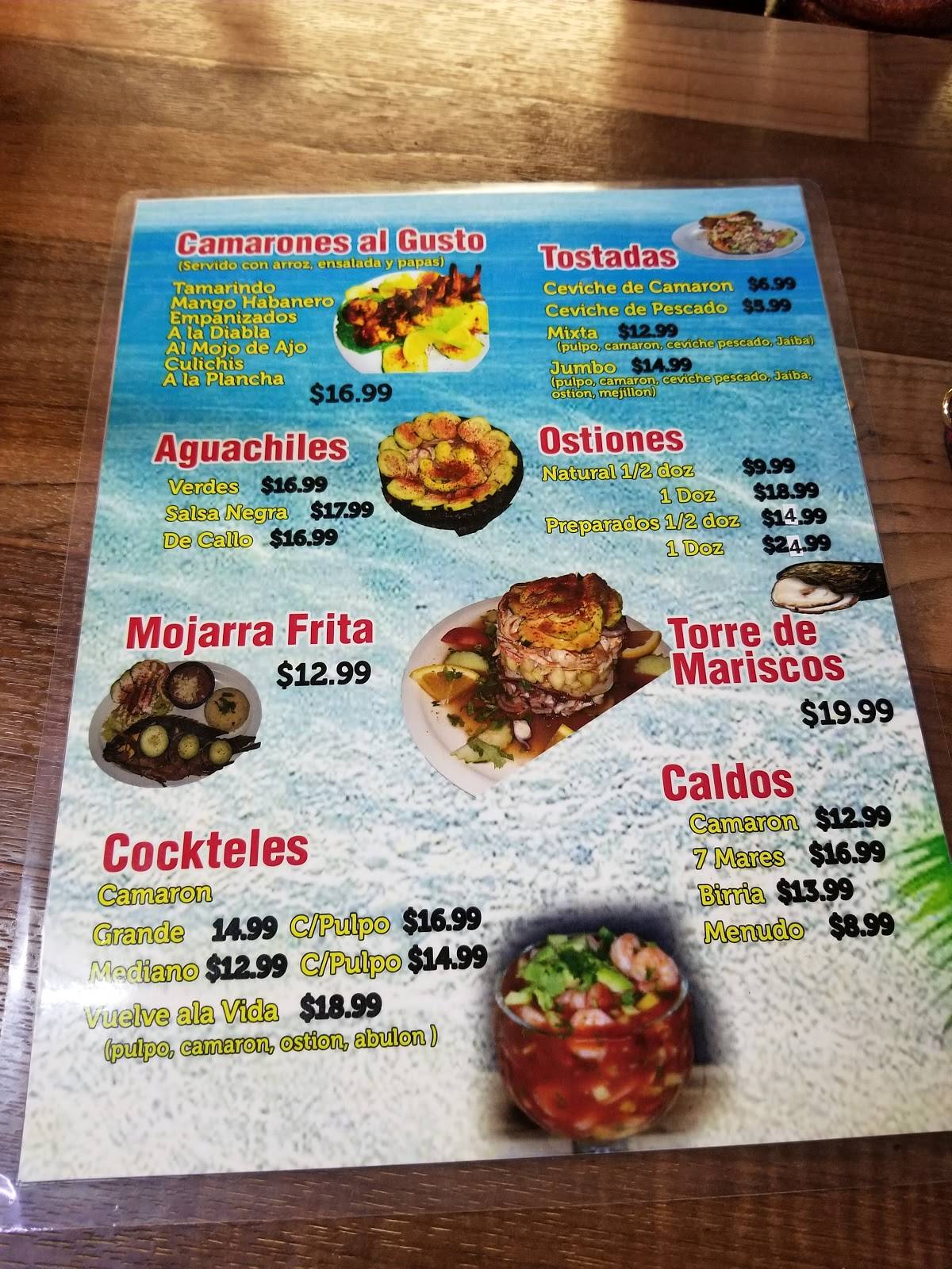 Menu at Mariscos Micheladas Mich restaurant, Sanger, 702 L St