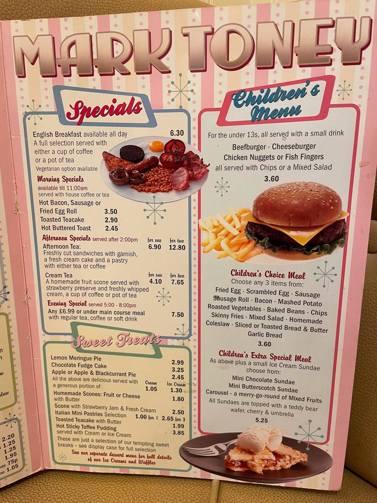 Menu at Mark Toney & Co Ltd cafe, Newcastle upon Tyne, 91 Percy St