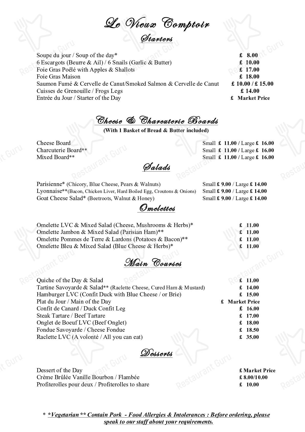 Menu at The Lobster Pot Inn pub & bar, Dale, Main Street