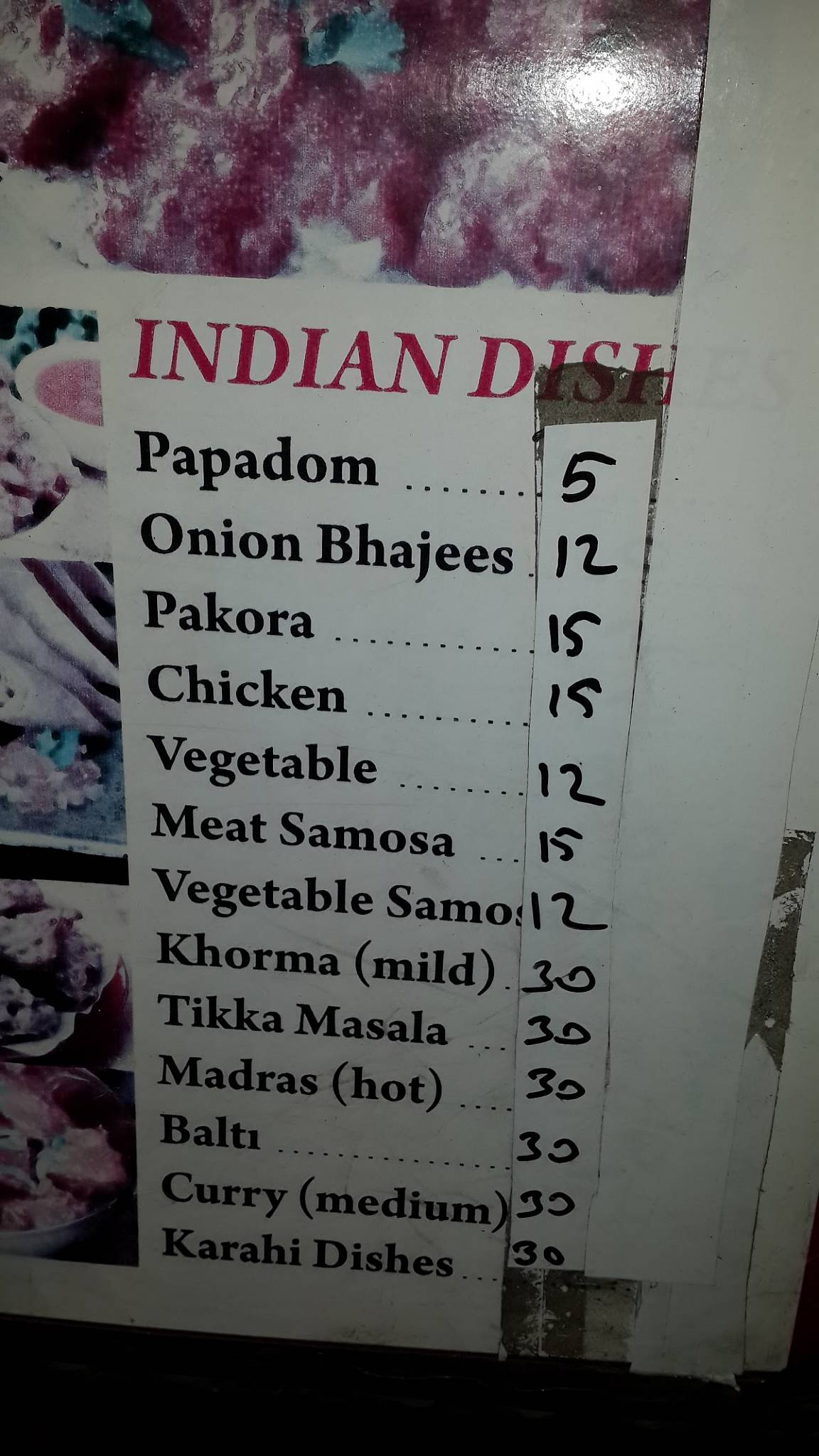 Menu at Taj Mahal, Marmaris, Karacan plaza Taj mahal rest
