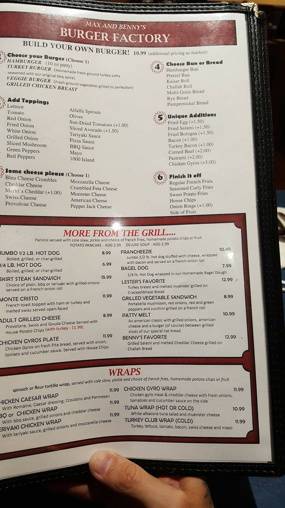 Menu at Max and Benny's restaurant, Northbrook, 461 Waukegan Rd