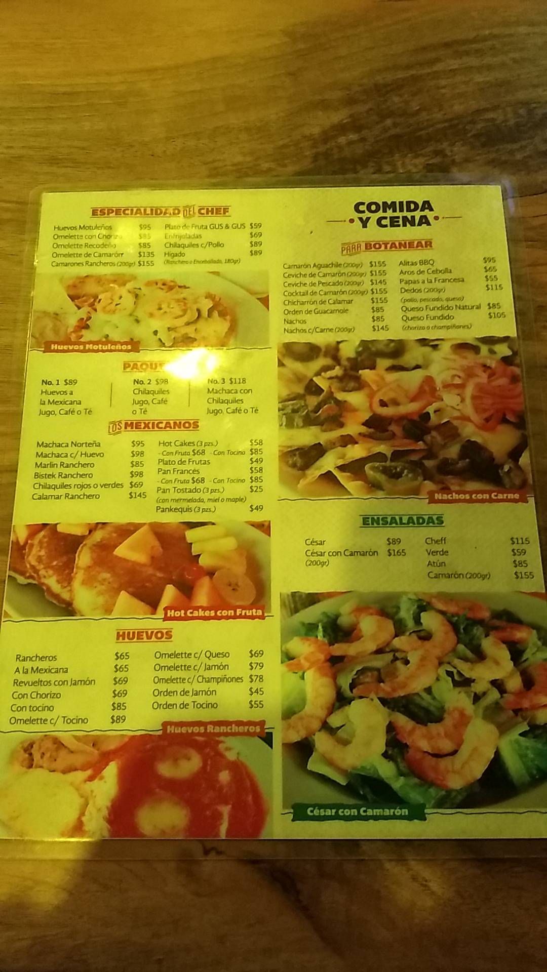 Menu at Gus & Gus Restaurant Bar & Grill, Mazatlán