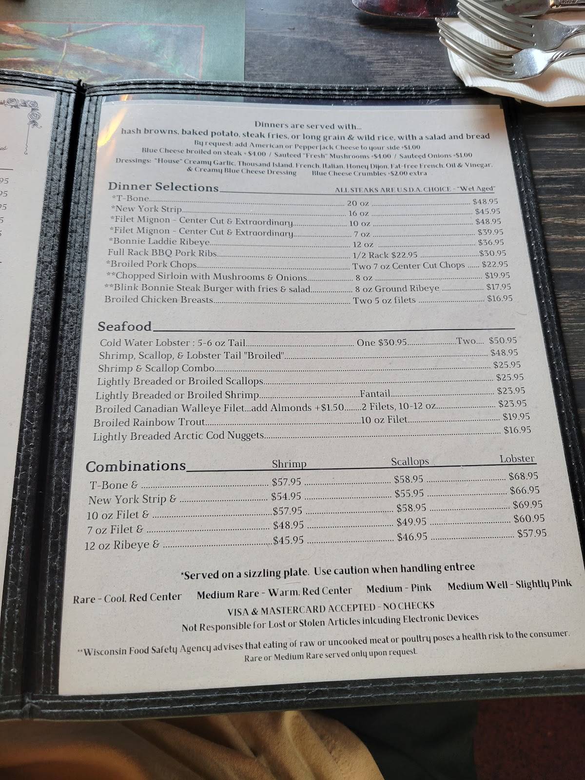 Menu at McGregor's Blink Bonnie Supper Club, USA