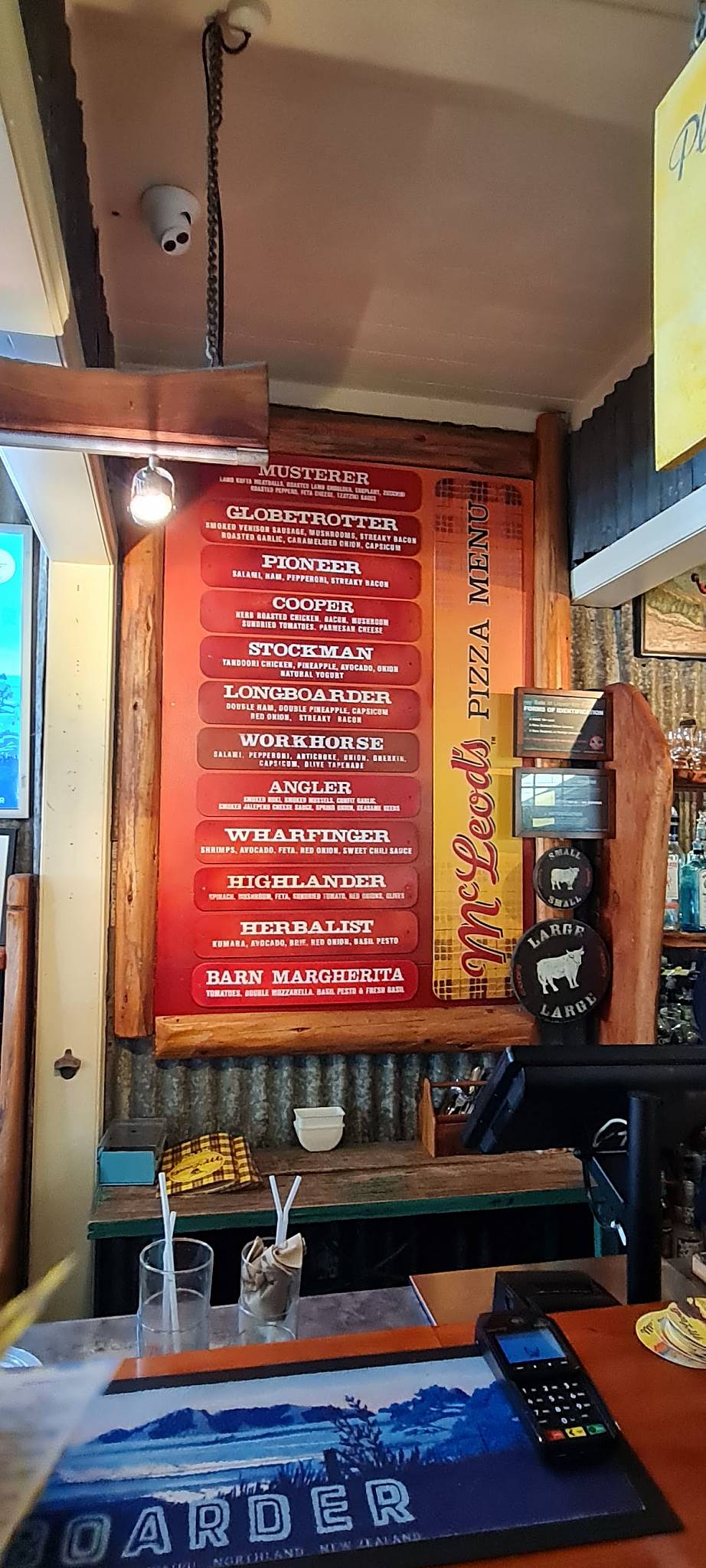 Menu at McLeod's Pizza Barn & Brewery, Waipu