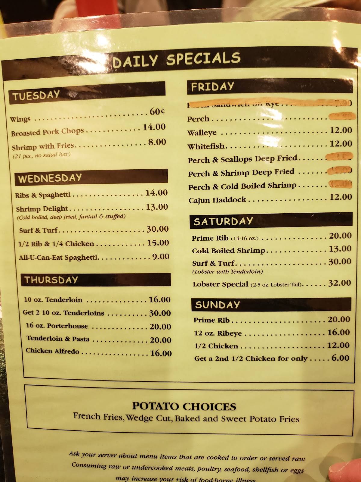 Menu at Dexter's pub & bar, Menominee