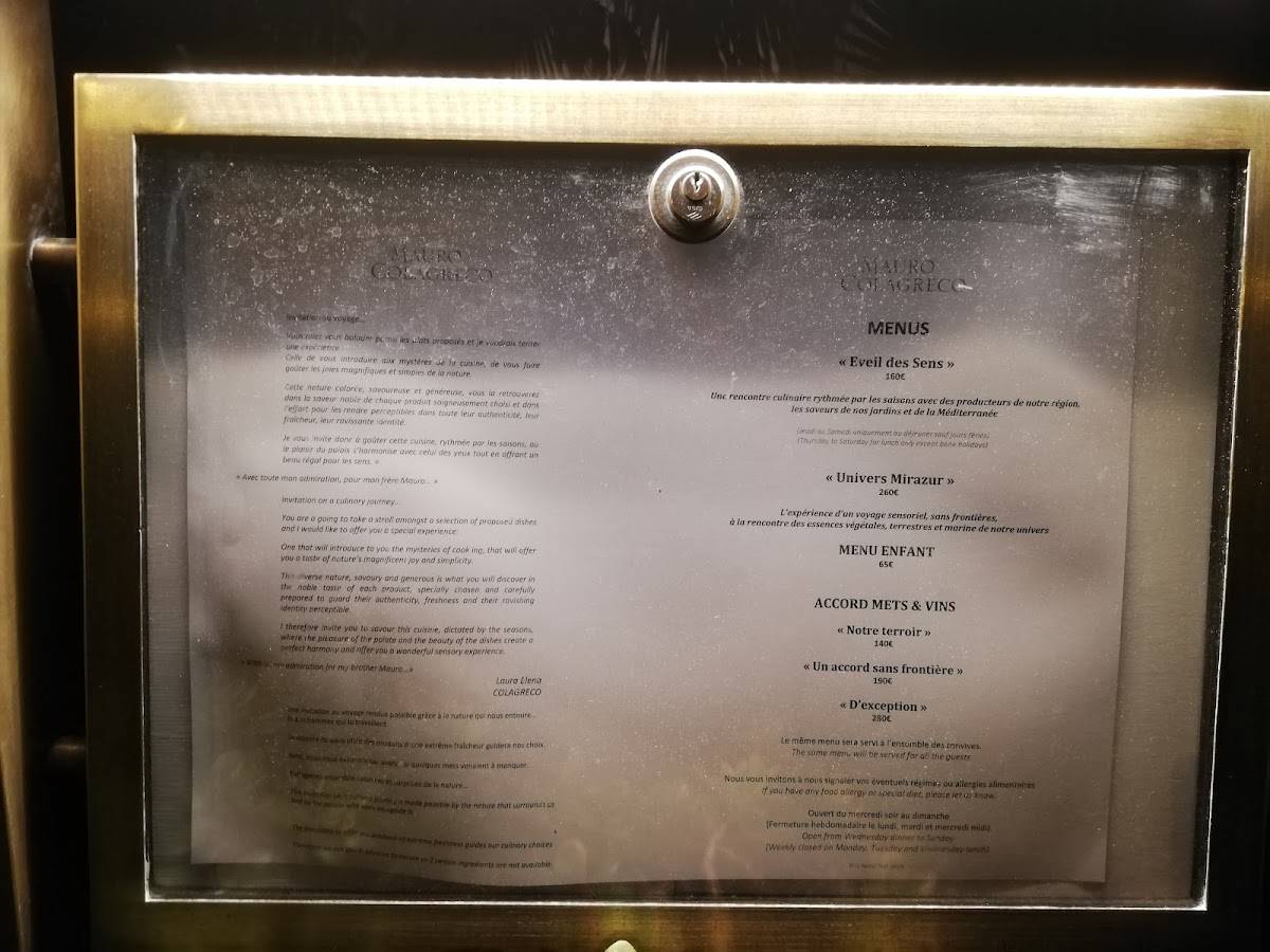 Menu au Restaurant Mirazur, Menton, 30 Av. Aristide Briand