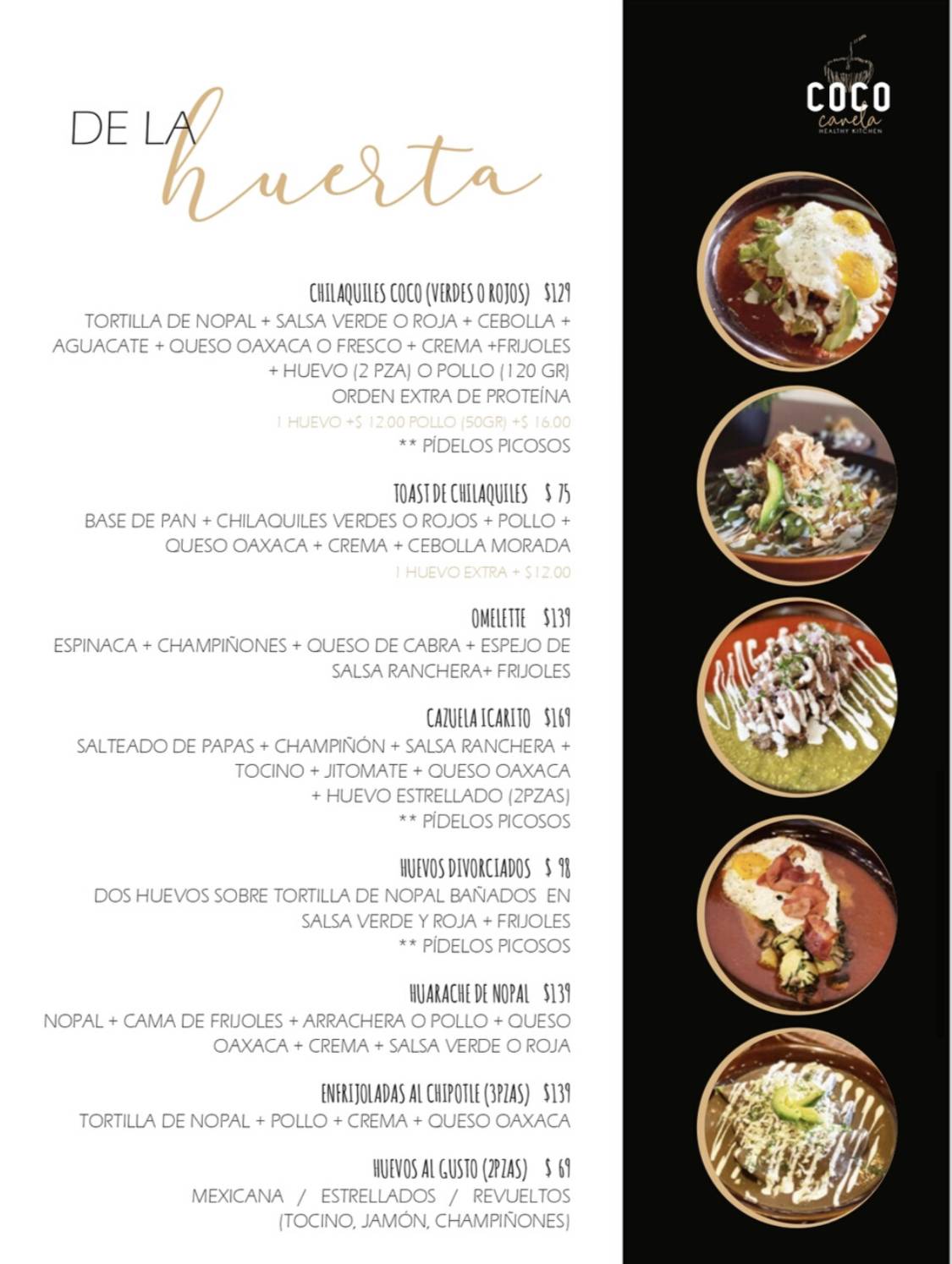 Carta del restaurante Coco Canela Plaza Venecia, Metepec