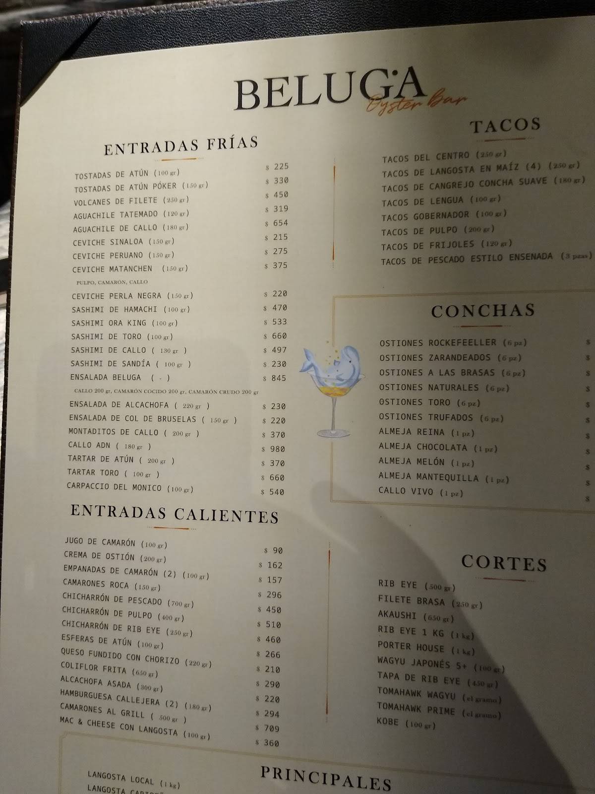 Carta del restaurante Beluga Polanco, Ciudad del México, Av. Pdte ...