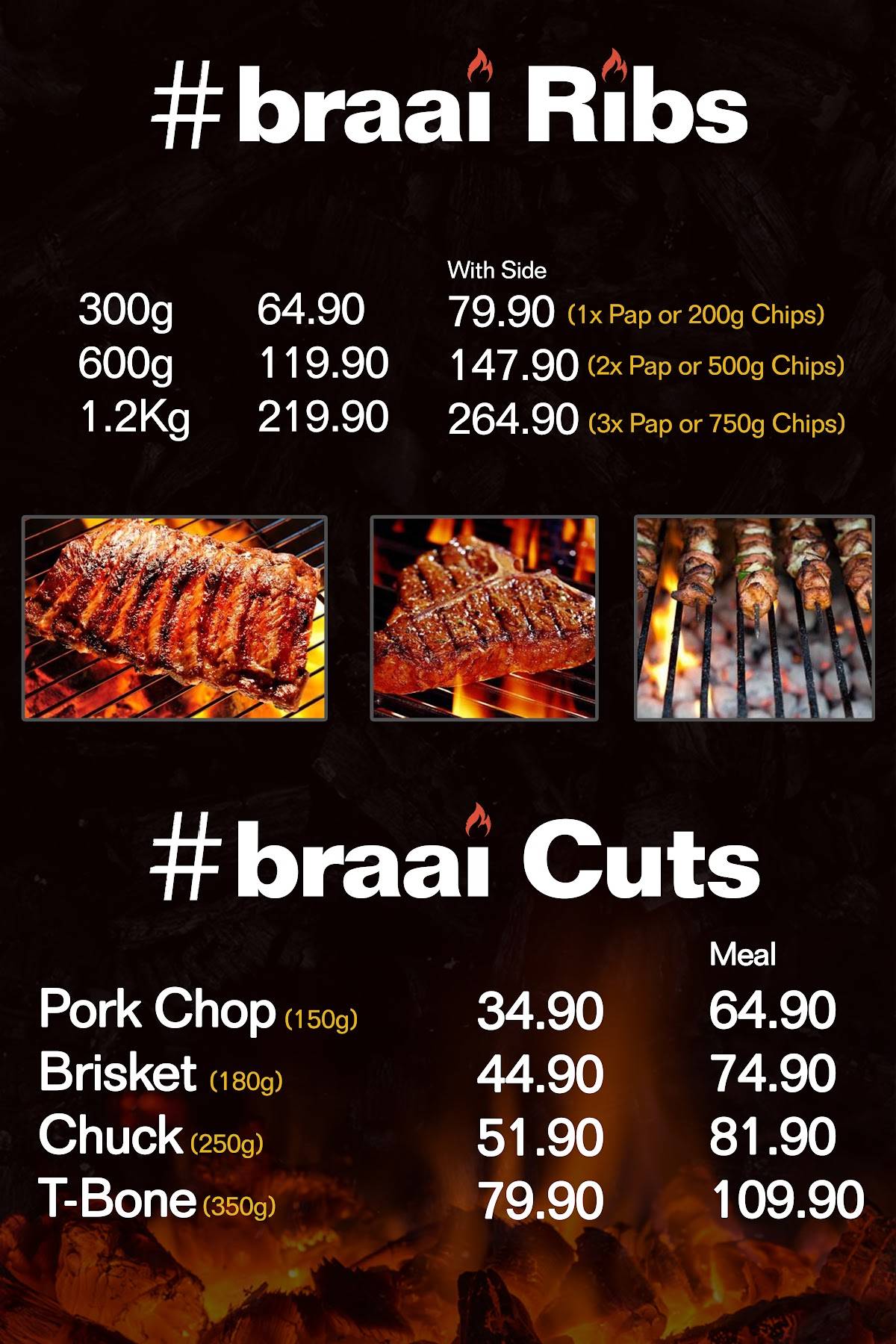 Menu at Middelburg #braai restaurant, Middelburg