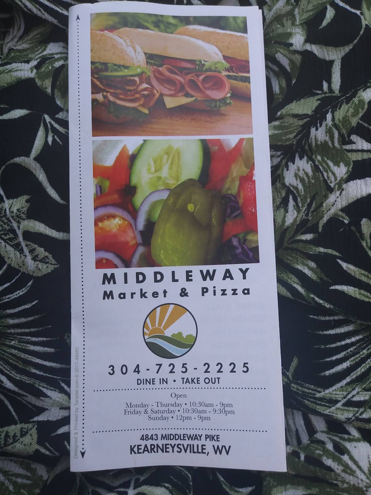 Menu at Middleway Market pizzeria, USA, Middleway Pike
