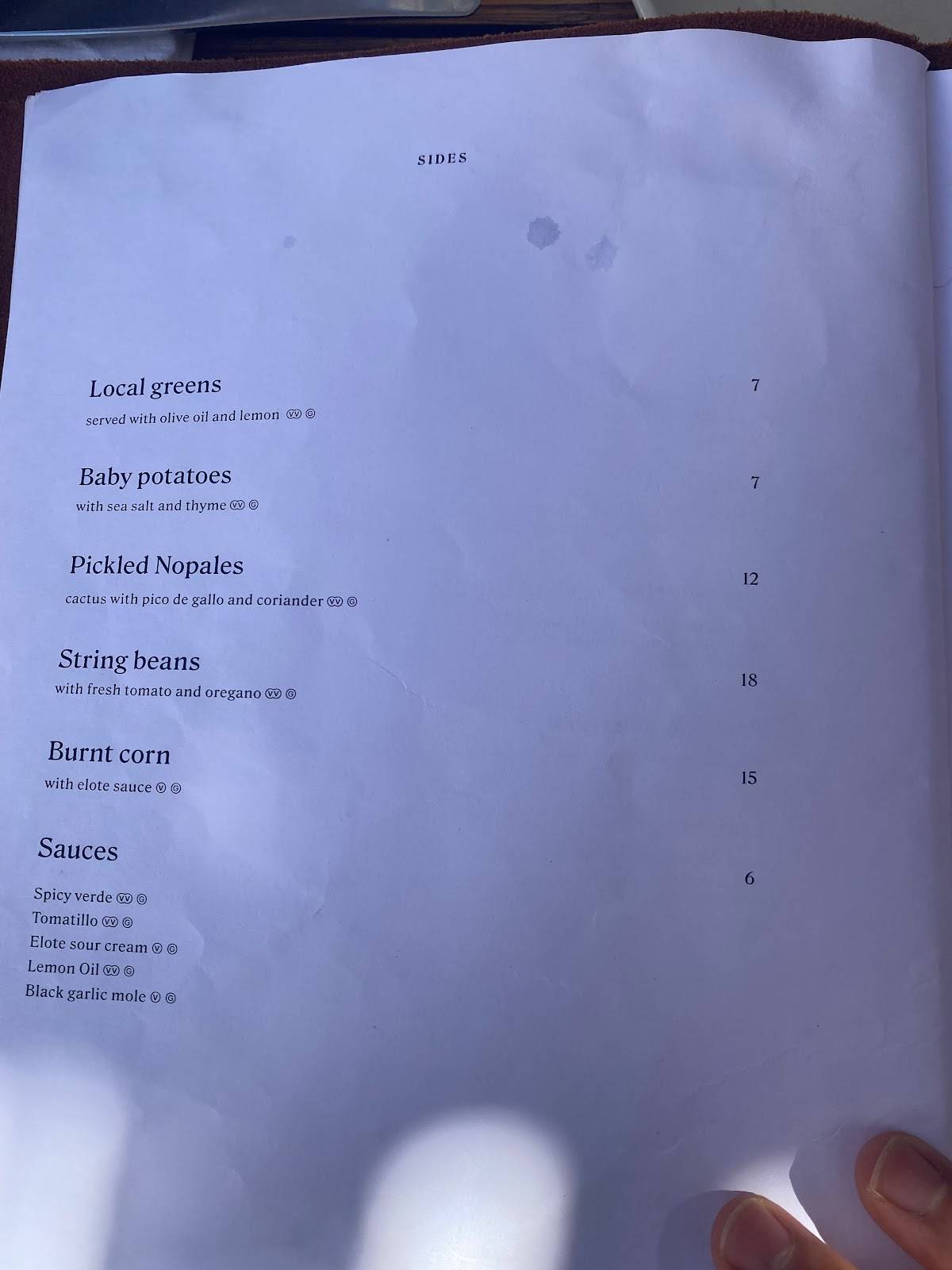 Menu at Scorpios, Mikonos