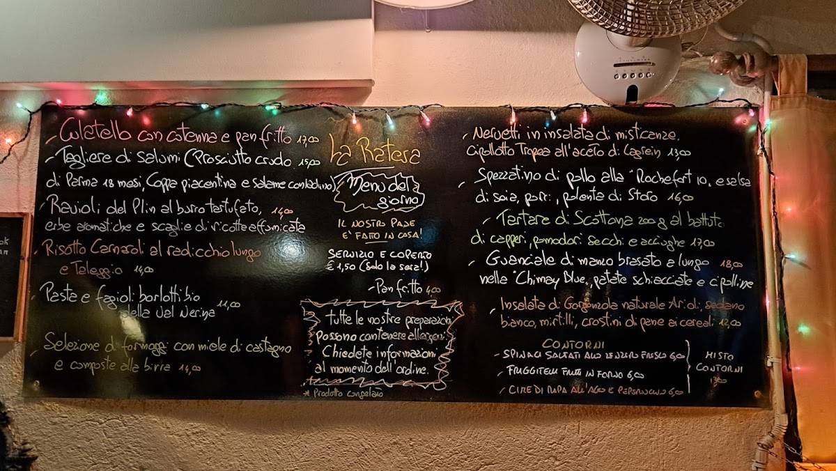 Menu da La Ratera ristorante, Milano