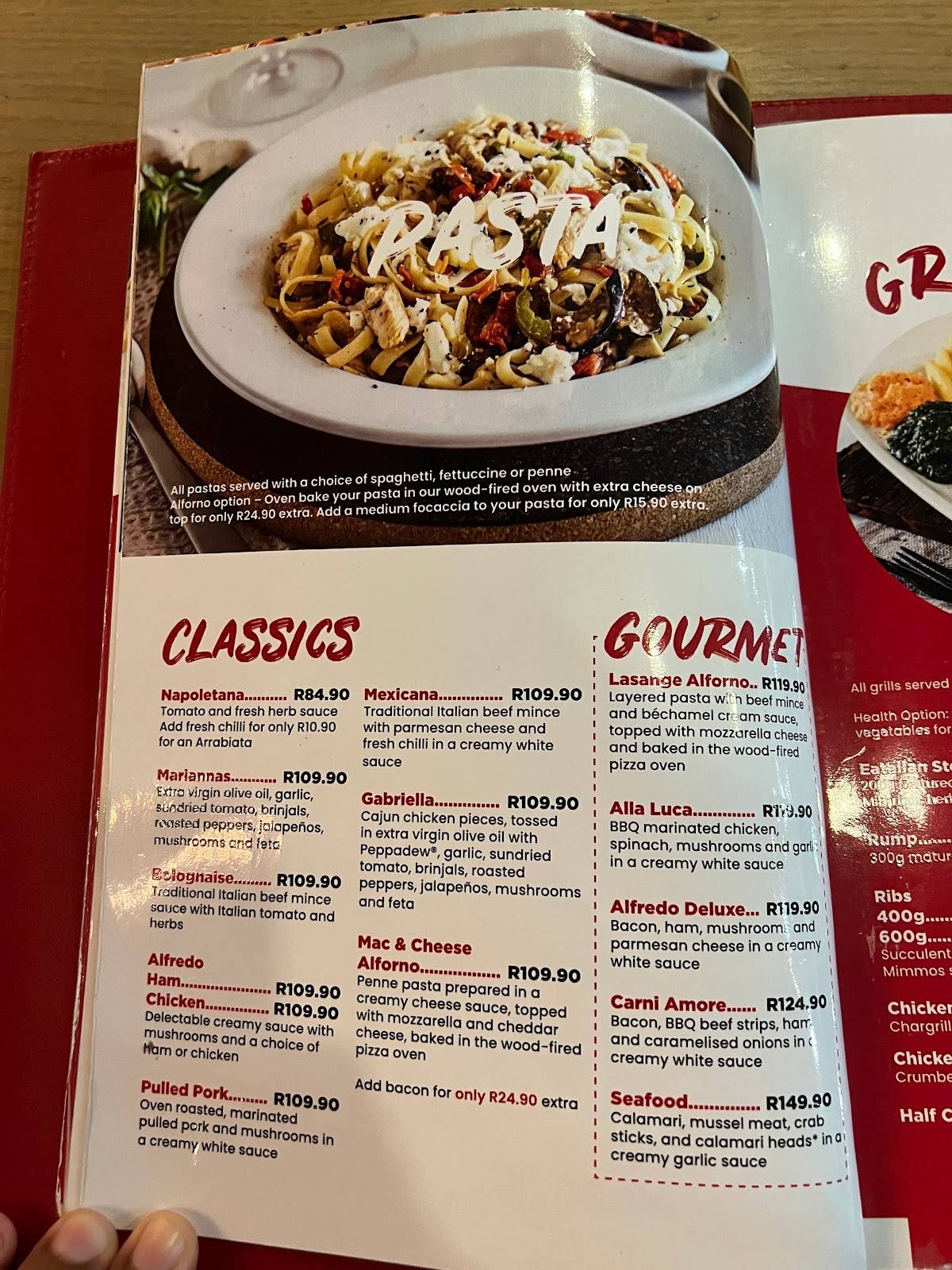 Menu at Mimmos Gateway restaurant, Umhlanga, G016