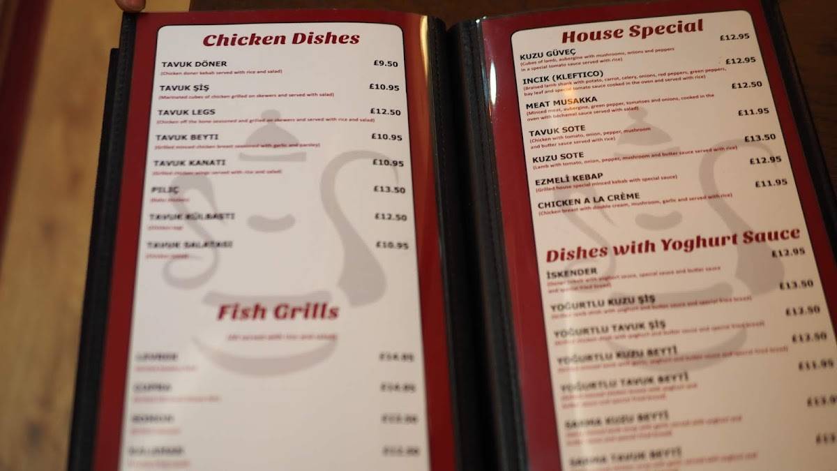 Menu at Mirra restaurant, Colchester