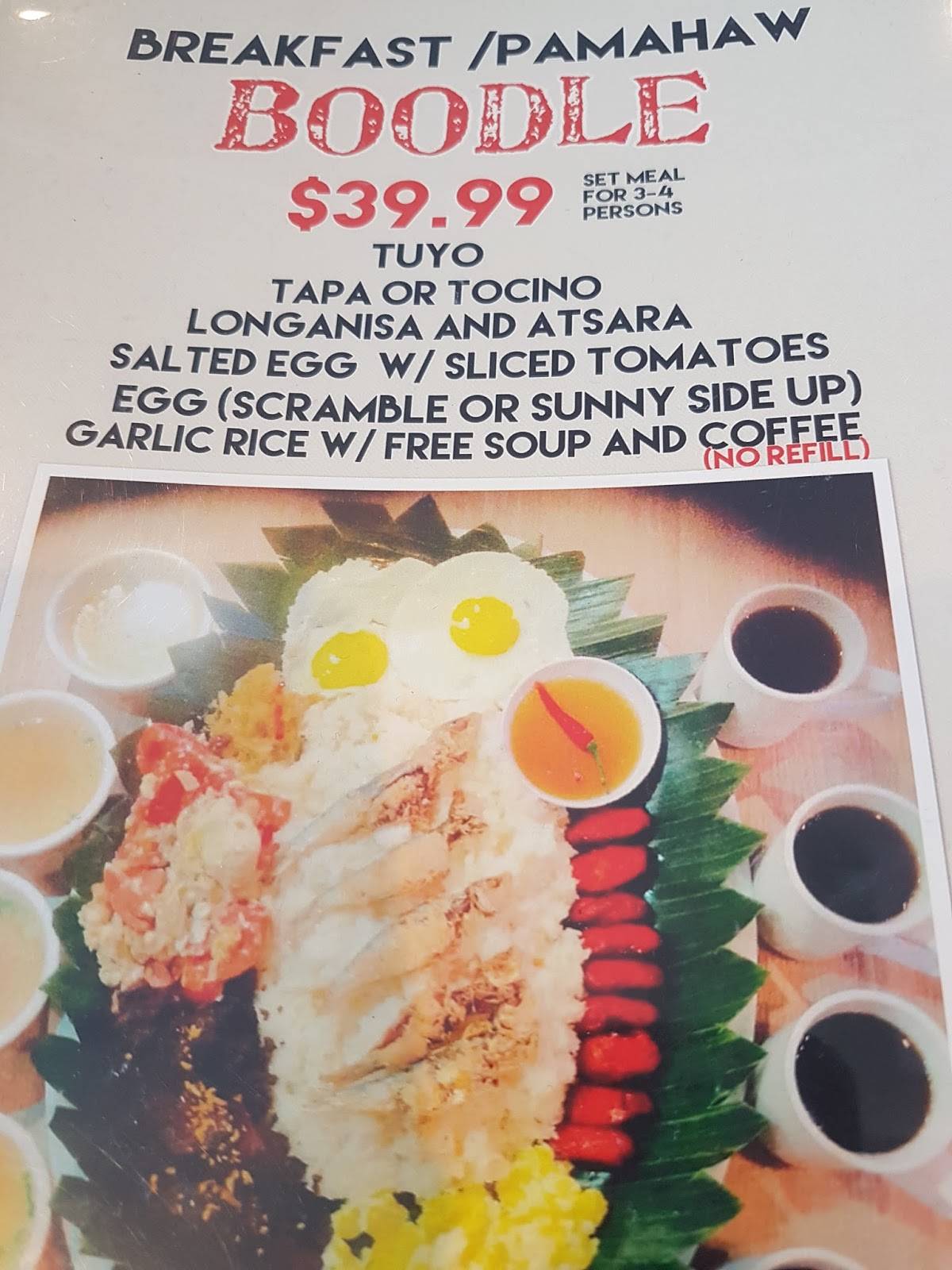 Menu at Bella's Inasal restaurant, Mississauga
