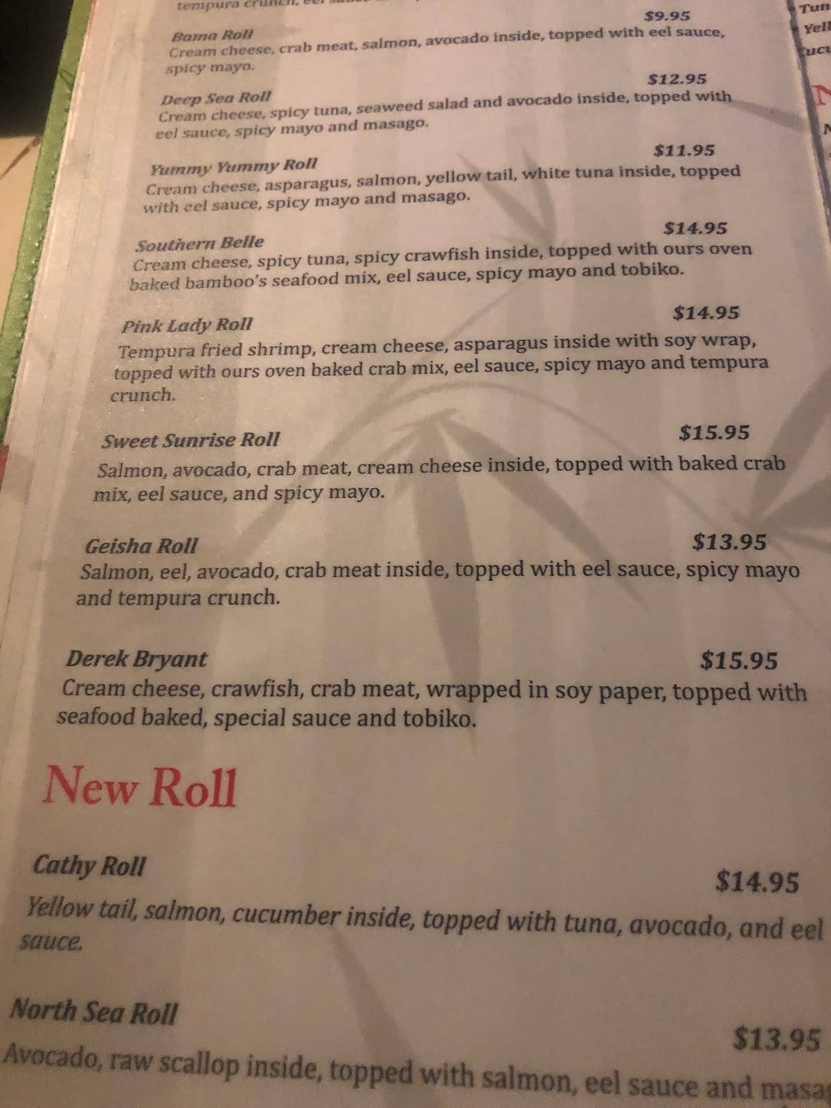 Menu at Bamboo Steakhouse & Sushi Bar, Mobile