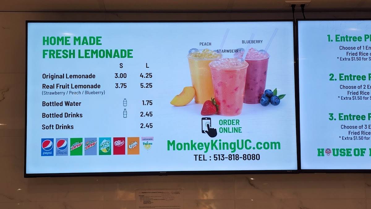 Menu at Monkey King Asian Express restaurant, Cincinnati