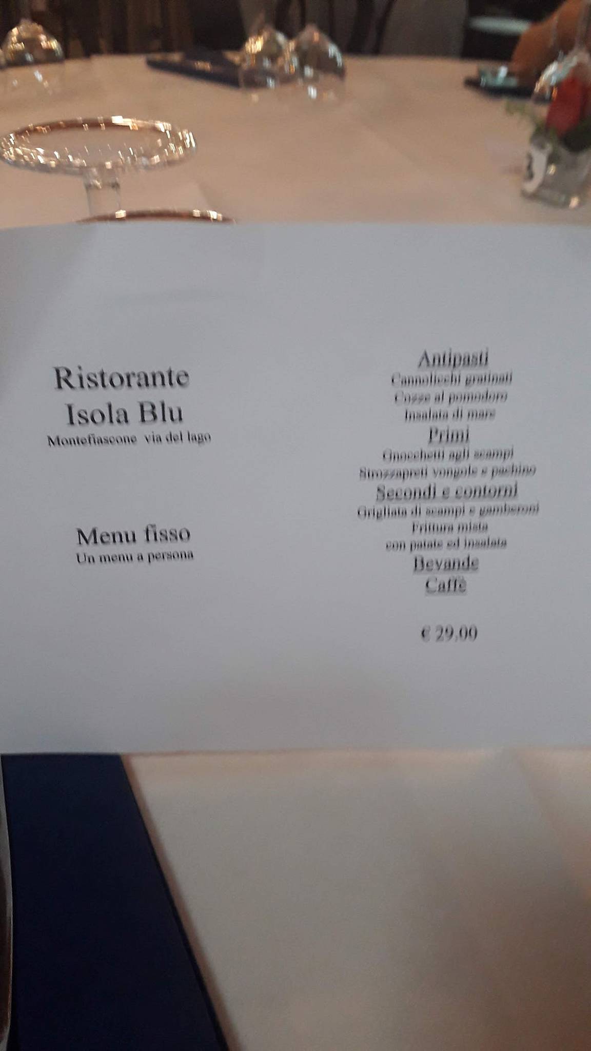 Menu da Ristorante Isola Blu, Montefiascone