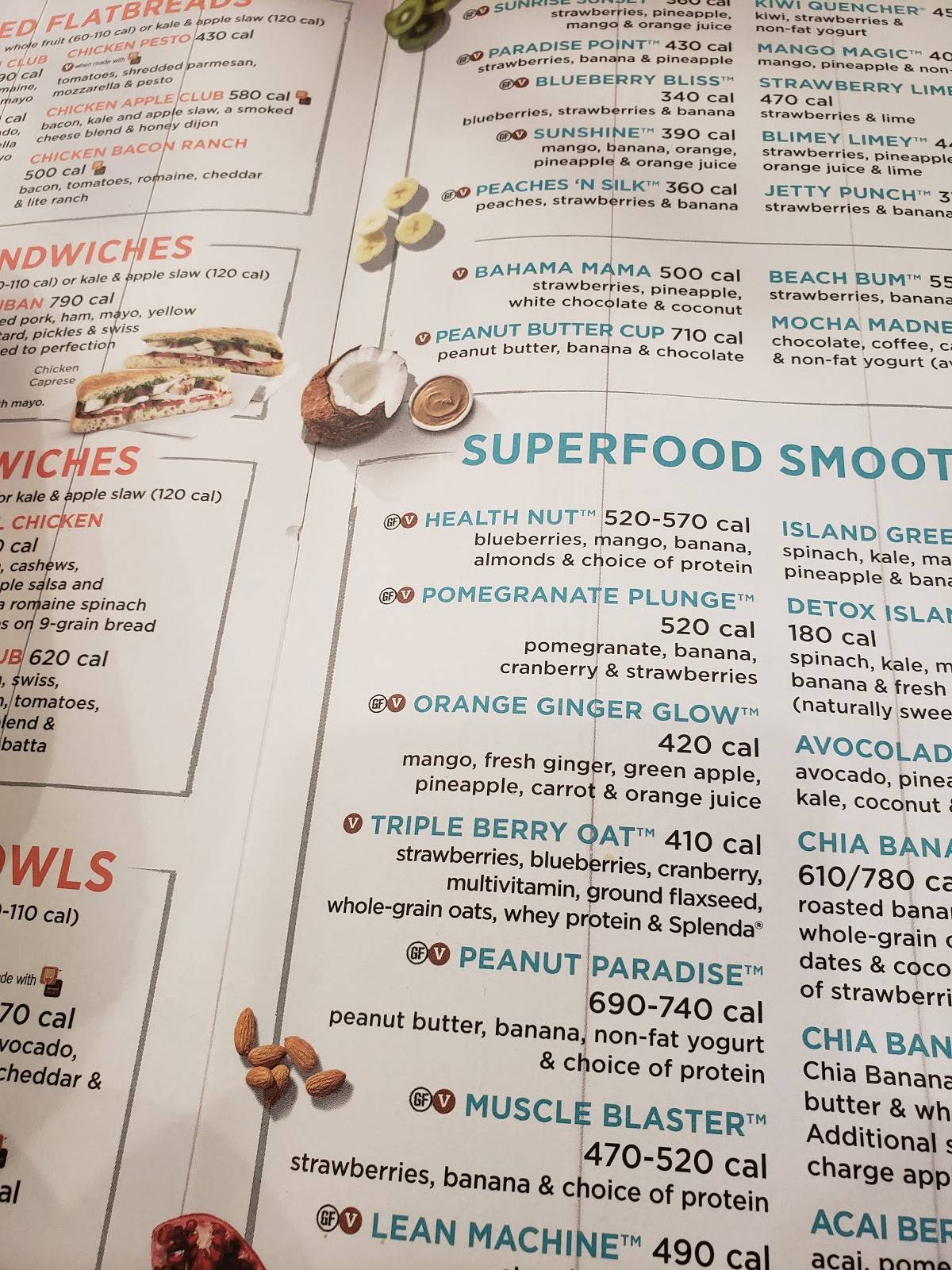 Menu at Tropical Smoothie Cafe, Montgomery, Zelda Rd