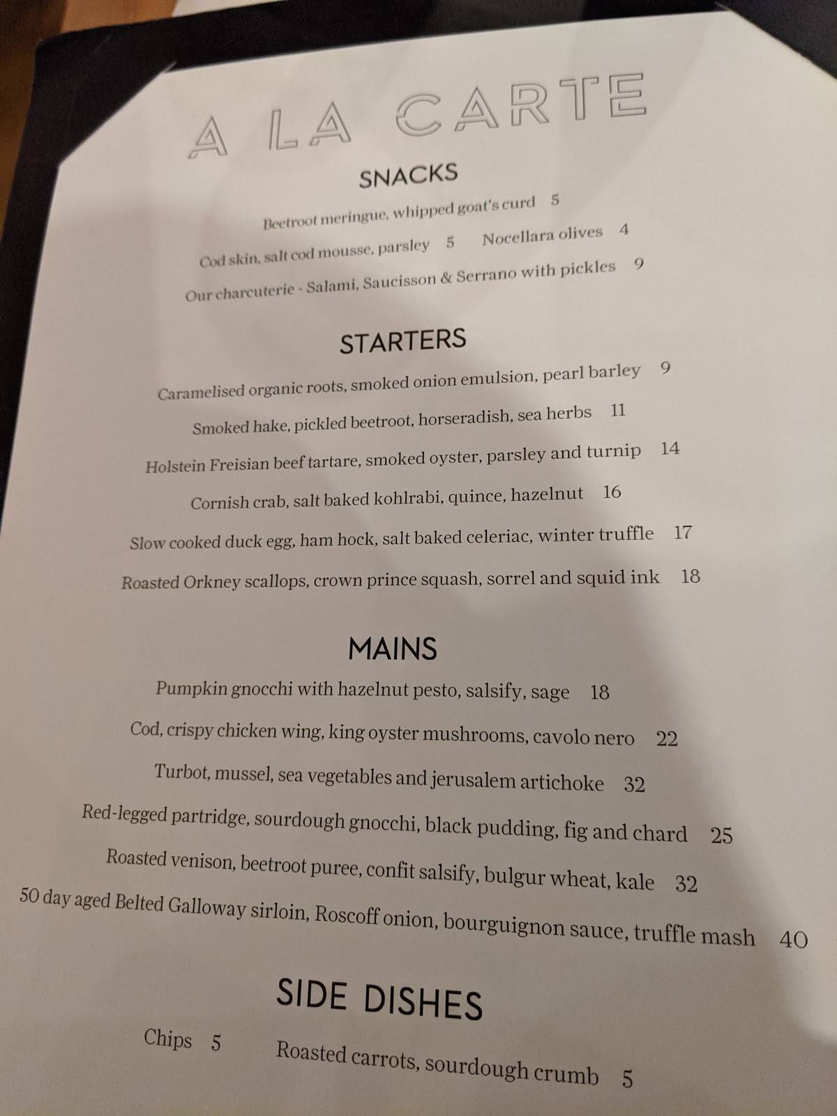 Menu at Moor Hall Restaurant with Rooms, Ormskirk