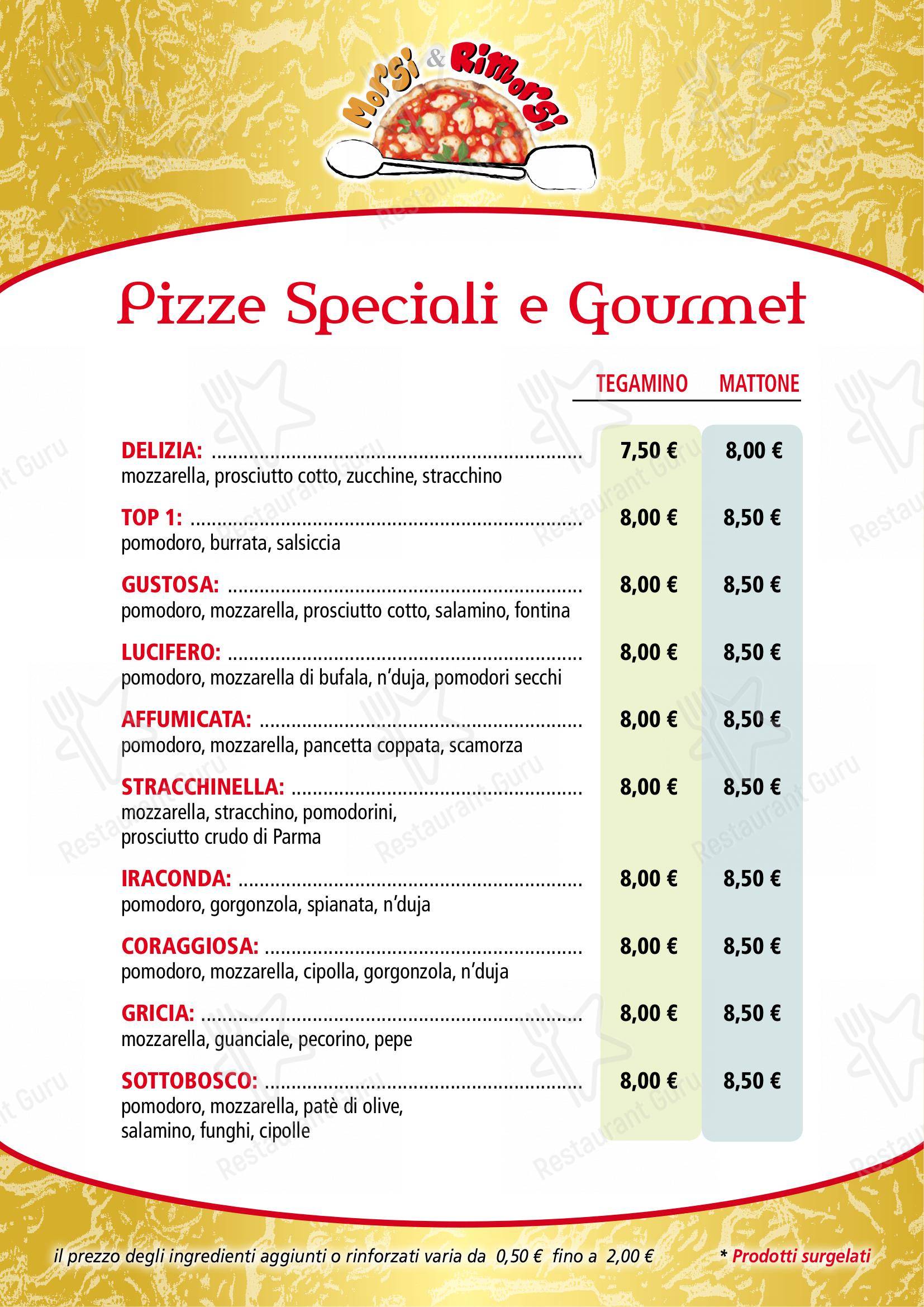 Menu da Morsi e Rimorsi ristorante, Cambiano