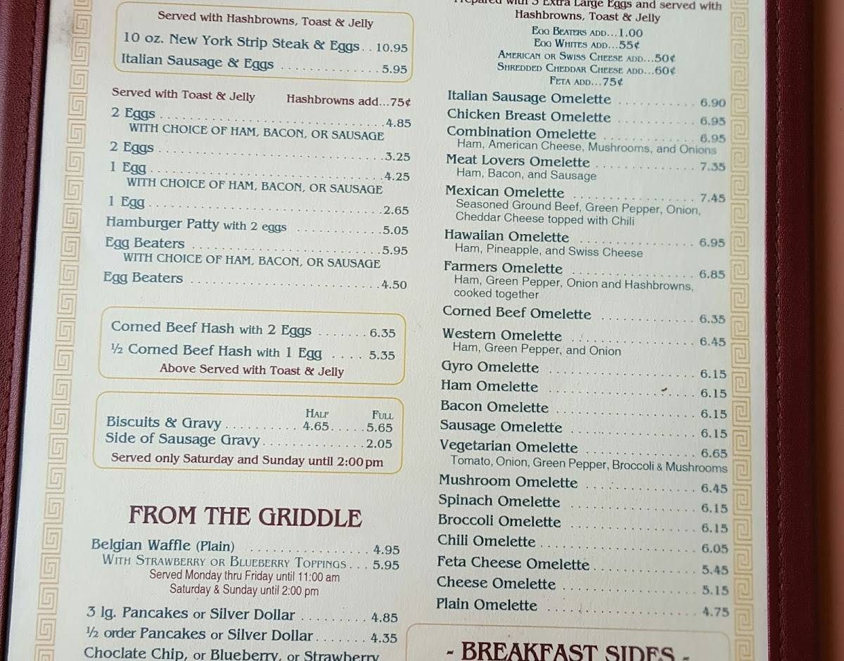 Menu at Golden Greek restaurant, Mount Clemens