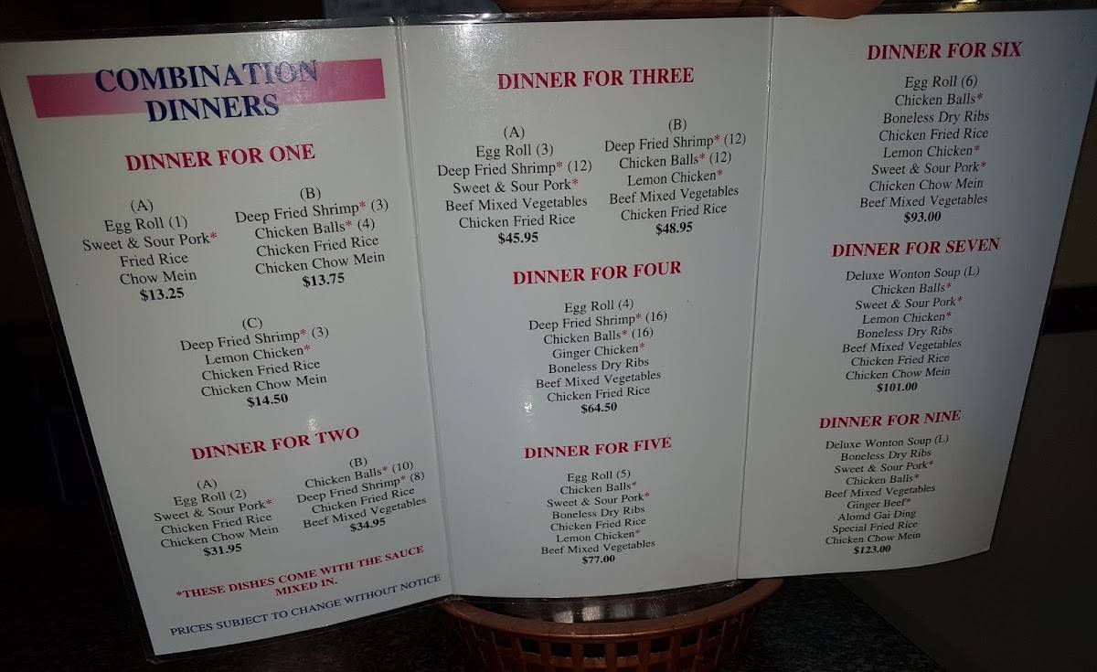 Menu at Mount Royal Restaurant, Saskatoon