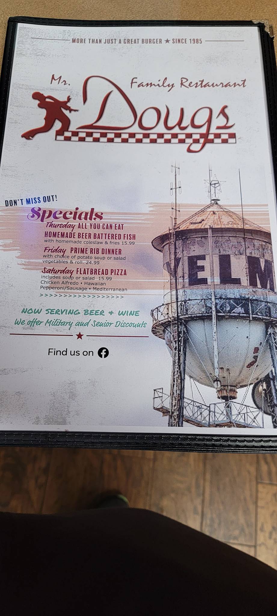Menu at Mr Doug's Restaurant, Yelm