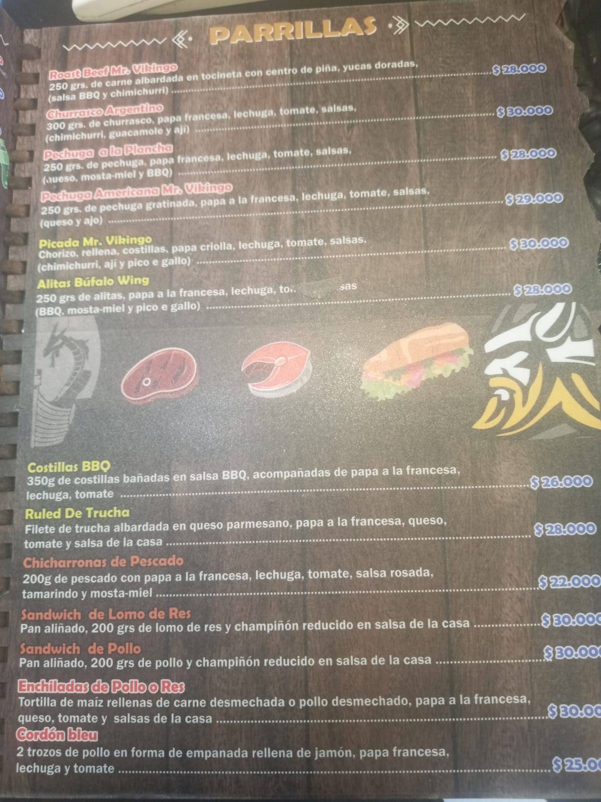 Carta del restaurante Mr Vikingo Compartir, Soacha