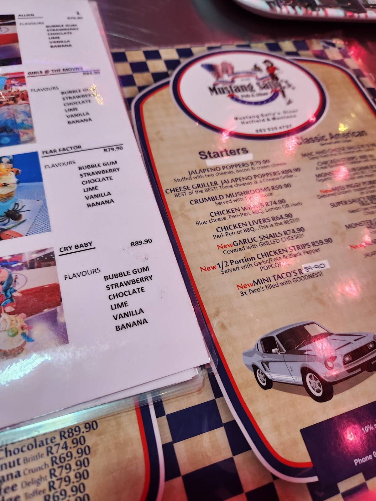 Menu at Mustang Sally's Pub & Diner Montana, Pretoria