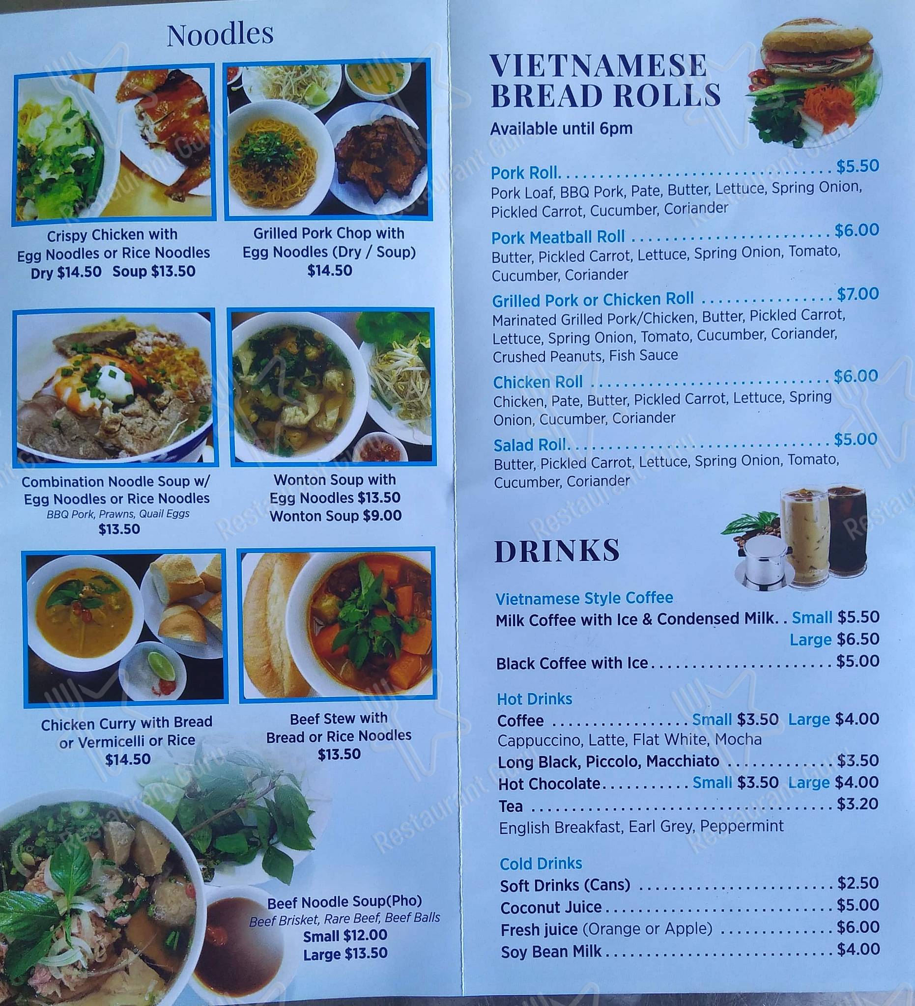 Menu at My Hao Cuisine - Vietnamese Restaurant and Cafe, Winston Hills ...