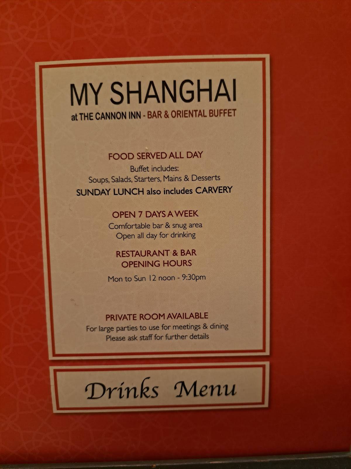 Menu at My Shanghai Bar & Oriental Buffet, North Shields, The Cannon Inn