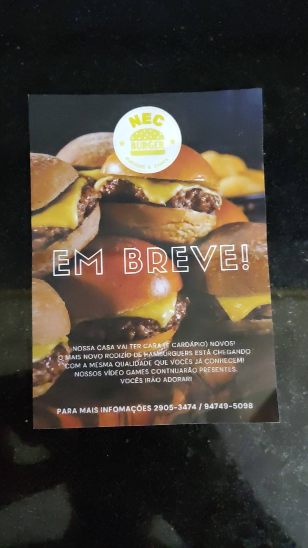 Menu em NEC Burgers & Games restaurante, São Paulo