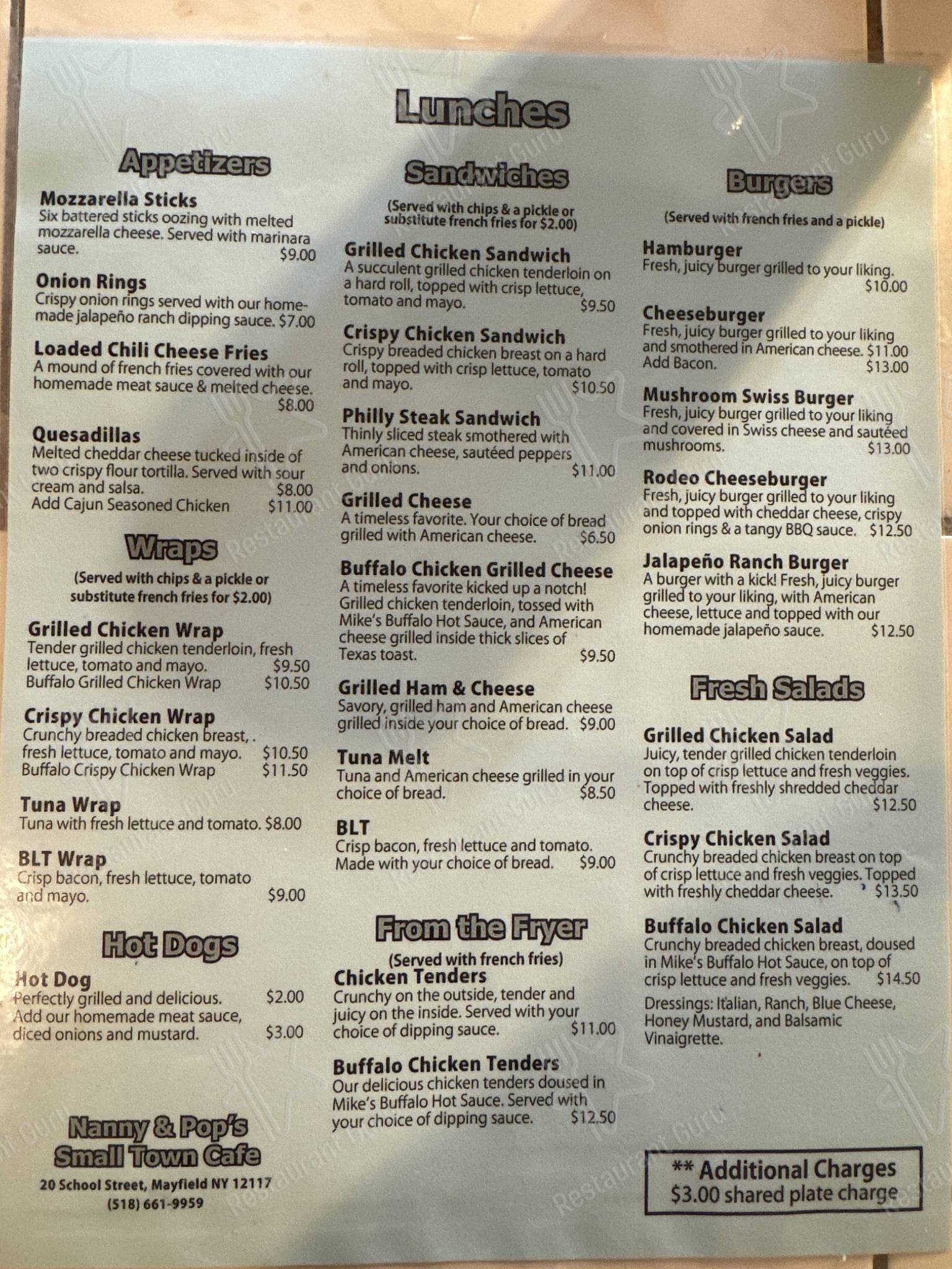 Menu at Nanny & Pop's Small Town Cafe, Mayfield