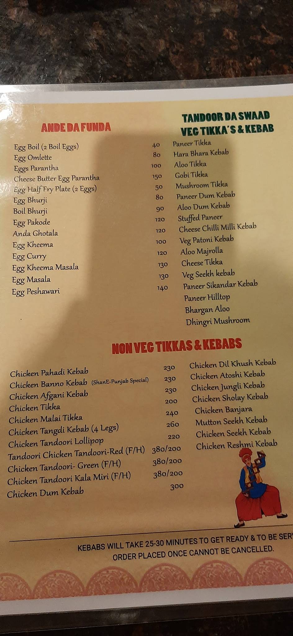 Menu at New Shan-E-Punjab Dhaba, Nashik