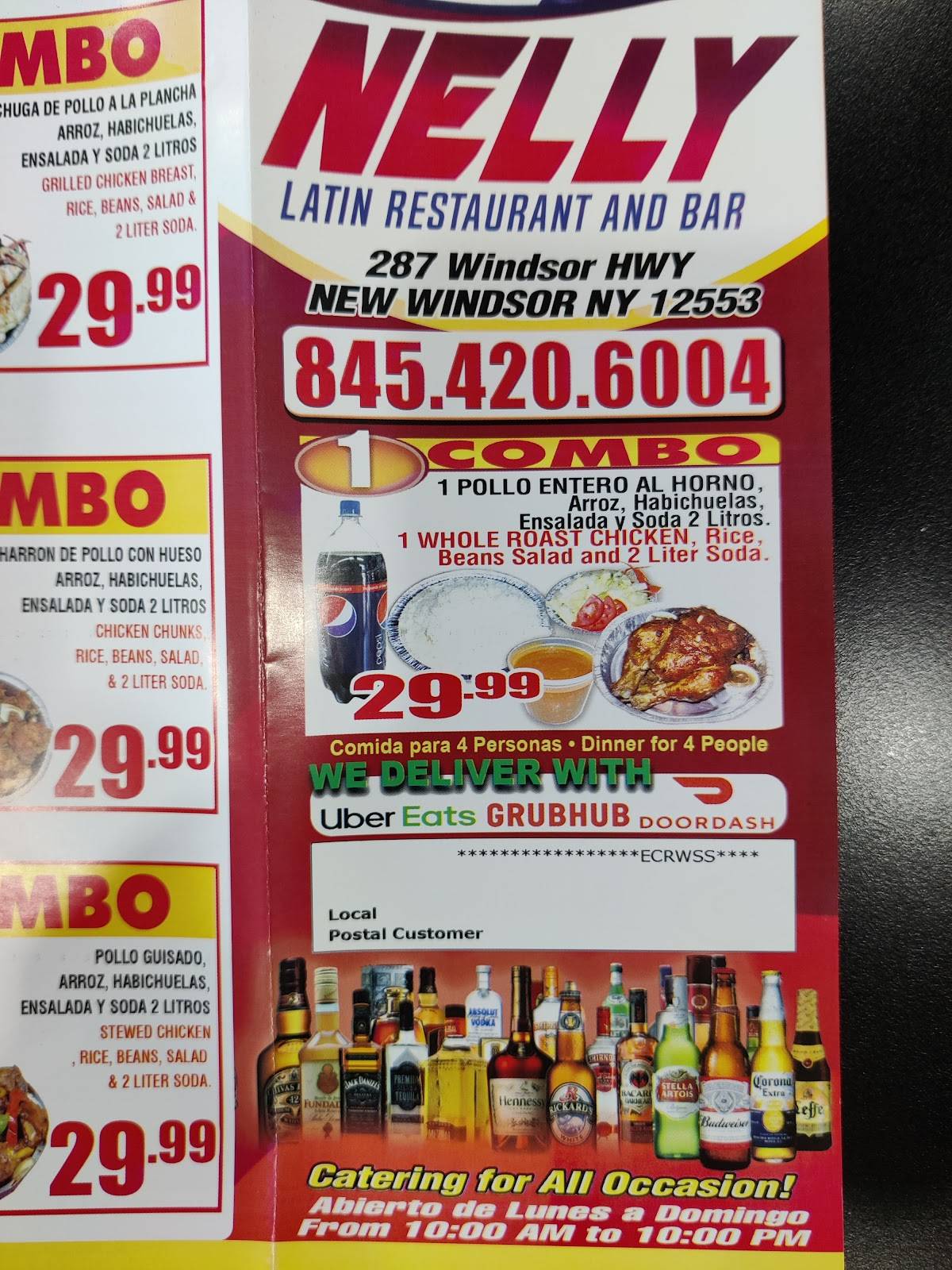 Menu at Nellys Mofongo Restaurant and Bar, New Windsor