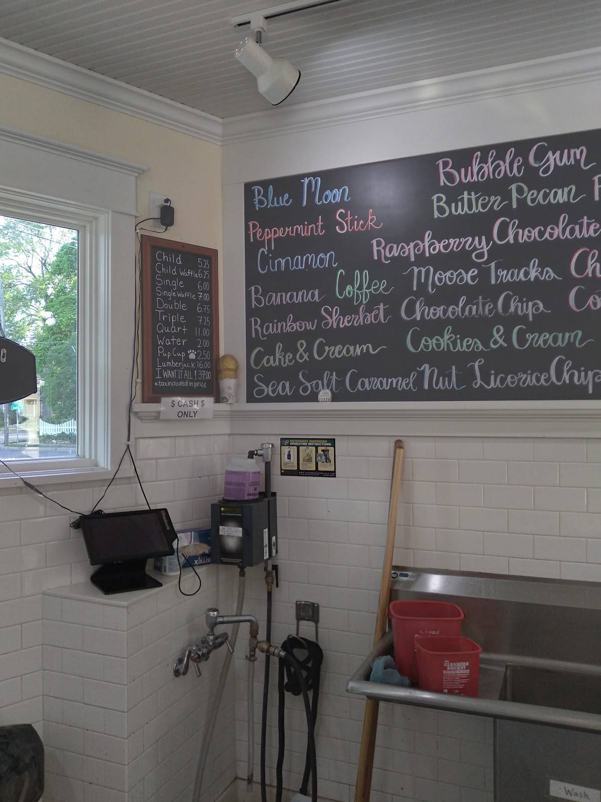 Menu at Nelson's Ice Cream restaurant, Stillwater