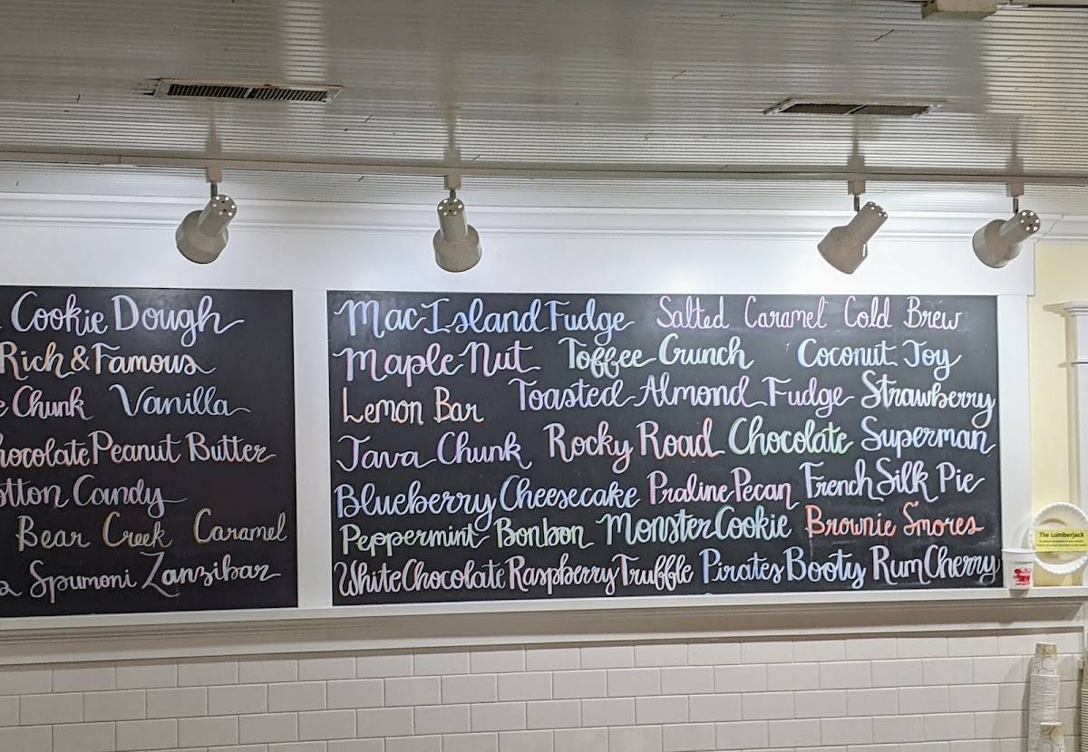 Menu at Nelson's Ice Cream restaurant, Stillwater