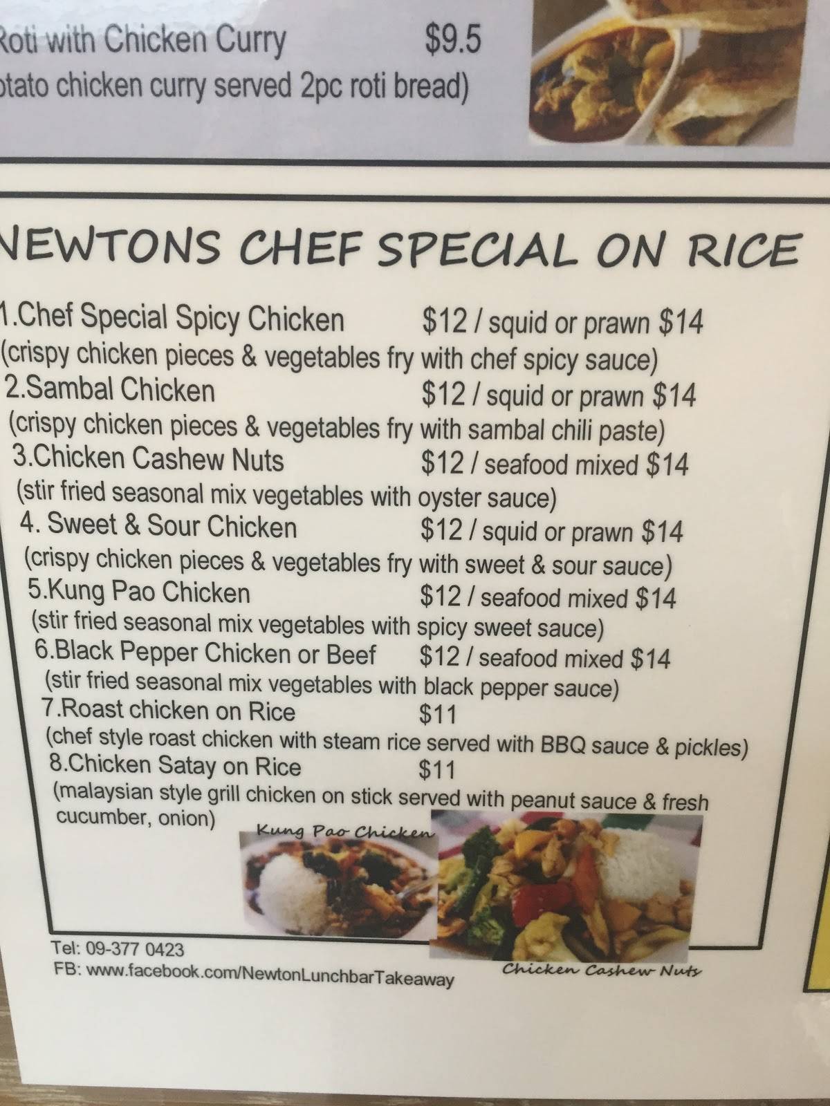 Menu at Newton Cafe & Noodle Bar, Auckland