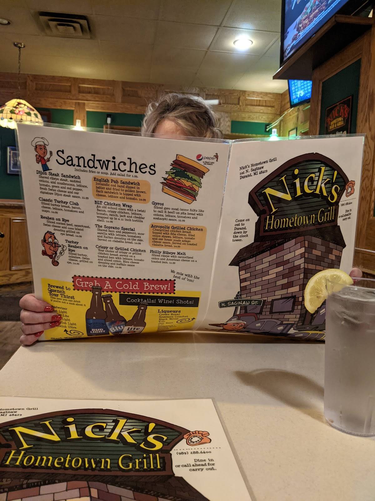 Menu at Nick's Hometown Grill pub & bar, Durand, 102 N Saginaw St