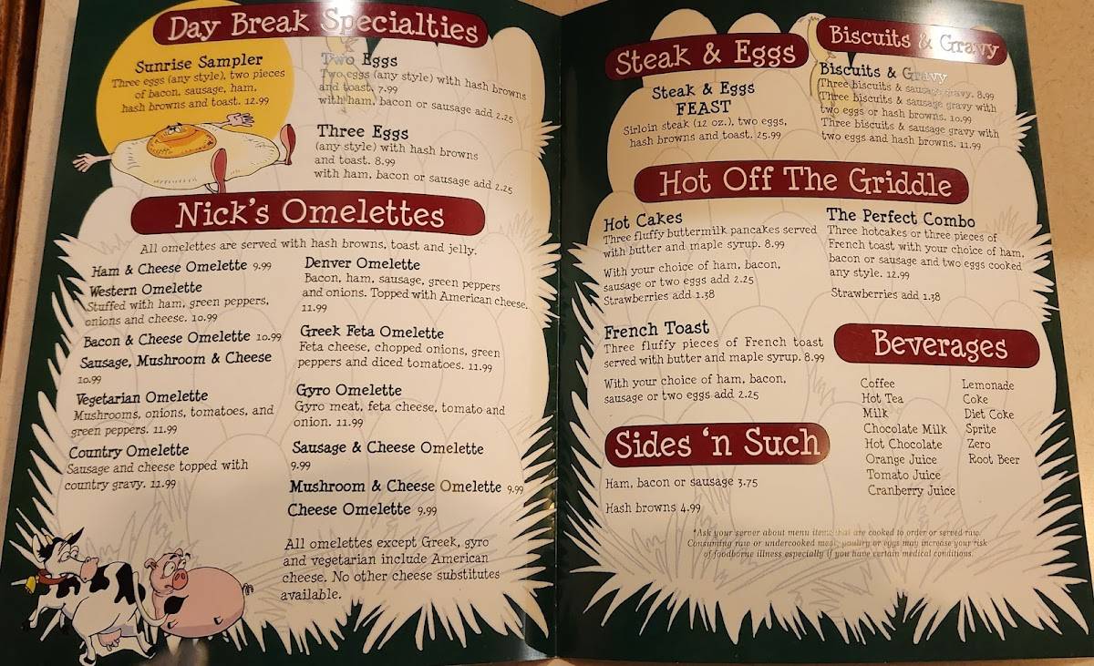 Menu at Nick's Hometown Grill pub & bar, Durand, 102 N Saginaw St